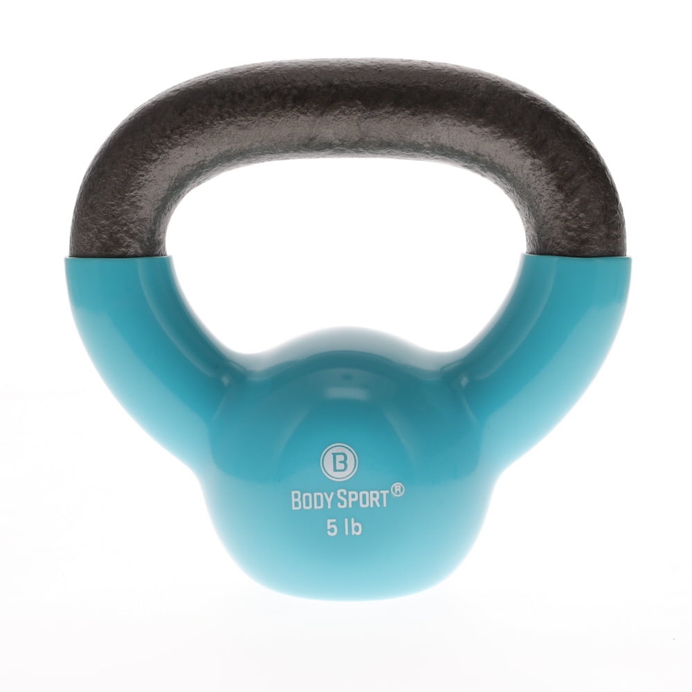 Body Sport Cast Iron Vinyl Coated Kettlebell, 5 lb. - Professional ...