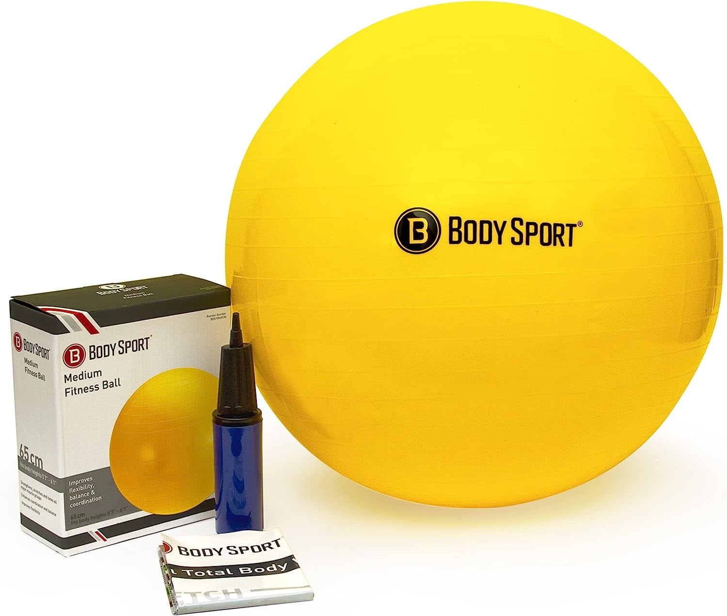 Body Sport Exercise Ball with Pump for Home, Gym, Balance, Stability ...