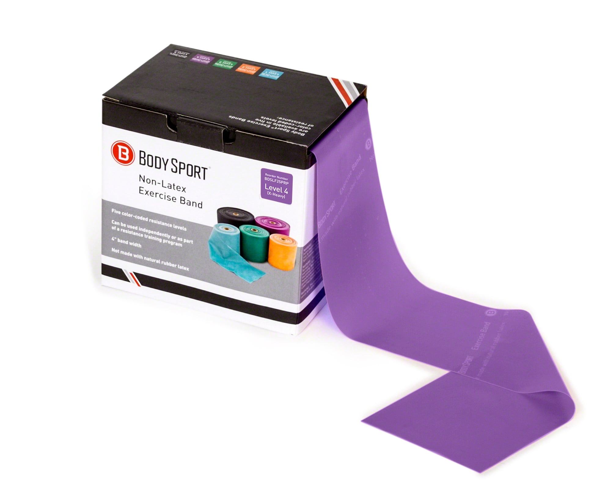 Body Sport Exercise Bands, Extra Heavy Resistance, Purple, 25 yd. Roll ...