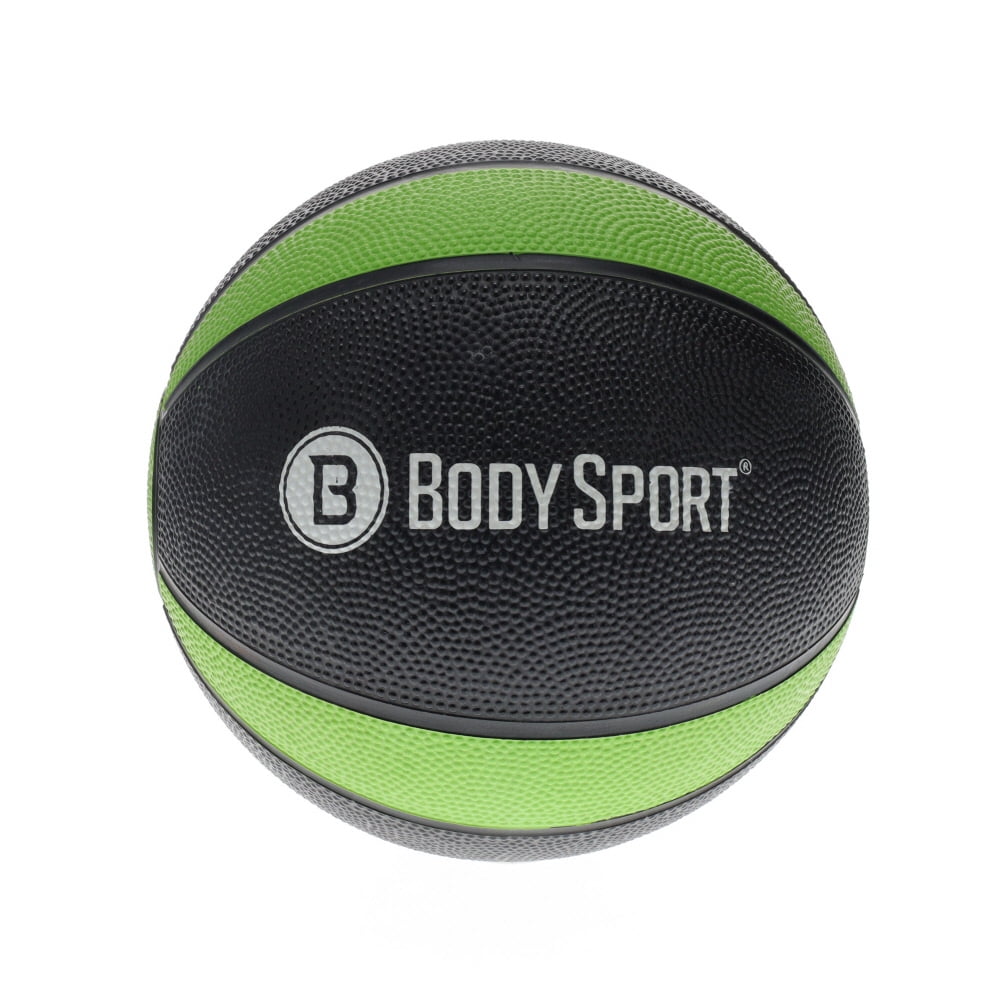 Body Sport Medicine Ball, 6 lb, 26.2 in. CIR, Black/Green - Weighted ...