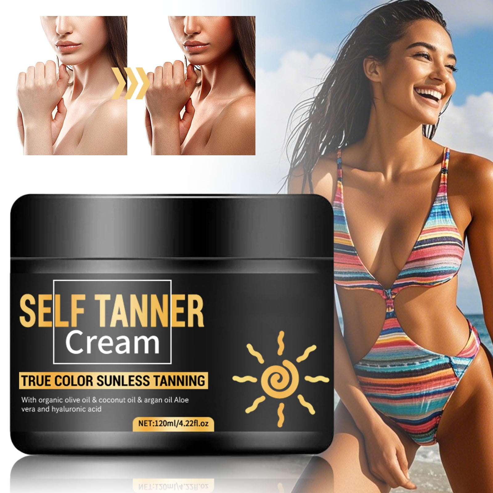 Body Tanning Cream Sunless Tanner - Nourishing & Moisturizing Skin - Natura Looking Tanning ...
