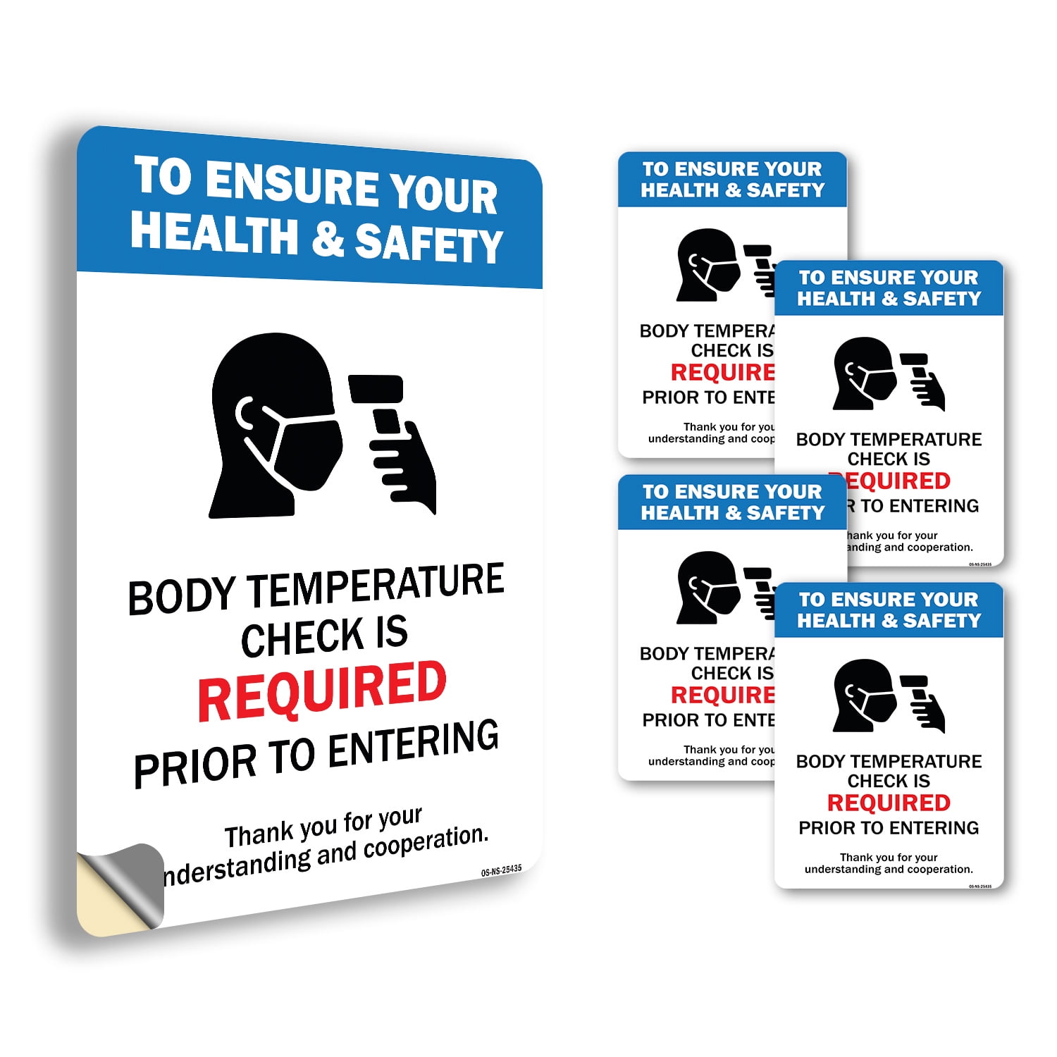 Body Temperature Check Is Required Public Safety Vinyl Decal Label 18 ...