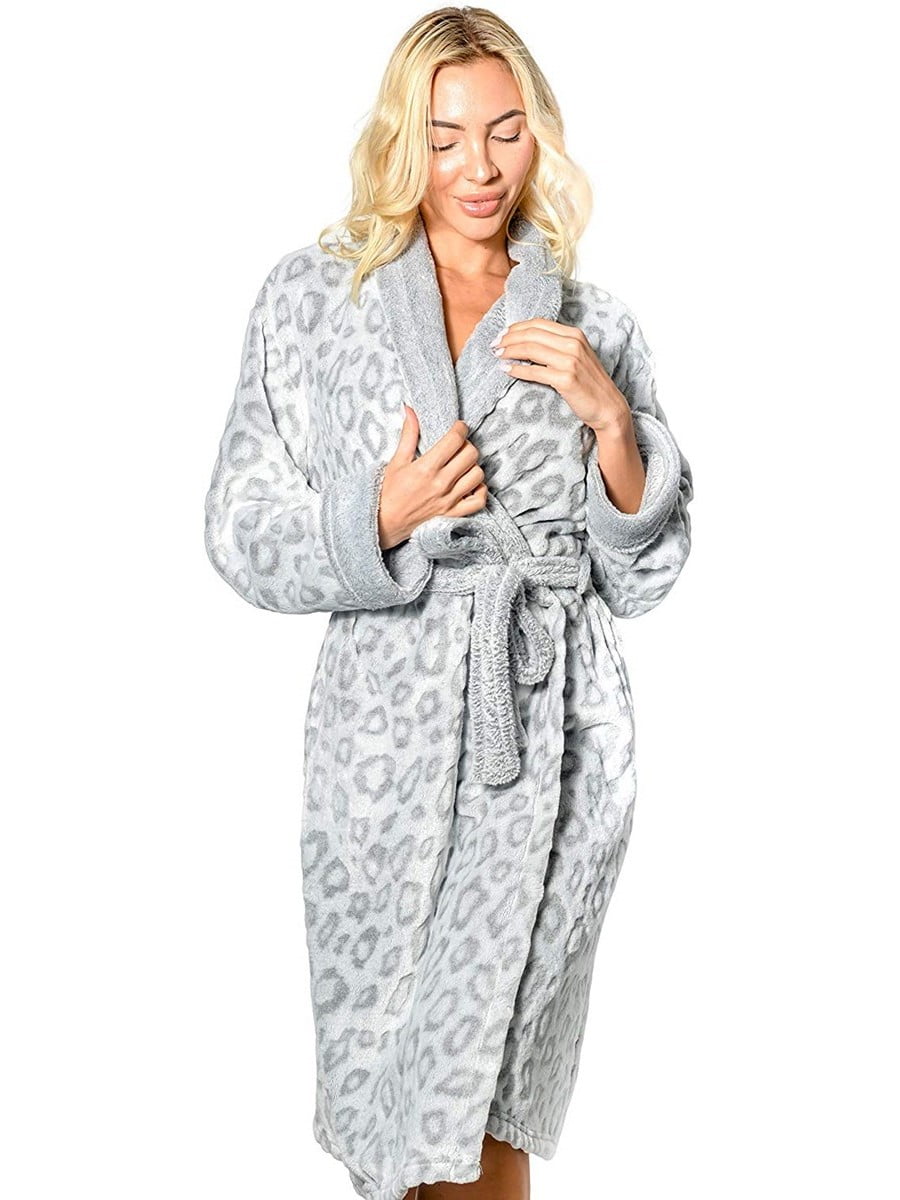 Body Touch Women's Robe Warm Fleece Long Plush Deluxe Soft Textured ...