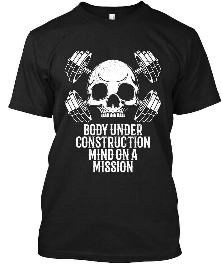 Body Under Construction Mind On A Mission Gym Workouts Logo T-SHIRT S ...