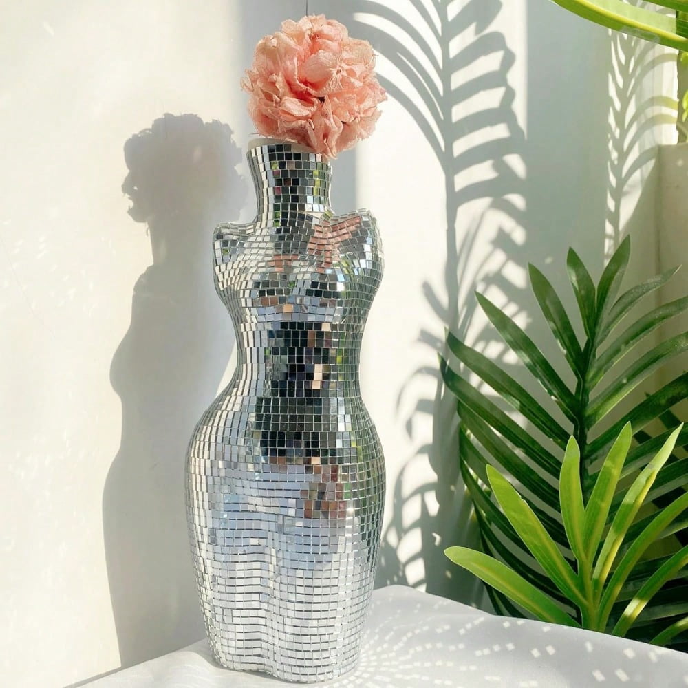 Body Vase Female Form, Centerpieces Vase Silver Handmade Ceramic Disco ...