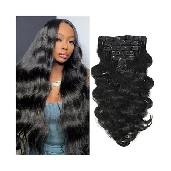 Body Wave 100% Brazilian Clip in Hair Extensions Human Hair 8Pcs Remy ...
