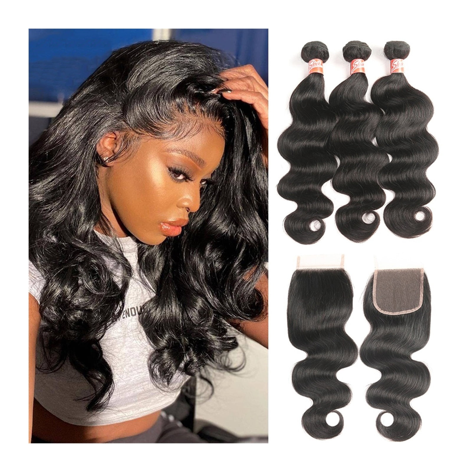Body Wave 3 Bundles with Closure Human Hair Bundles with Closure ...