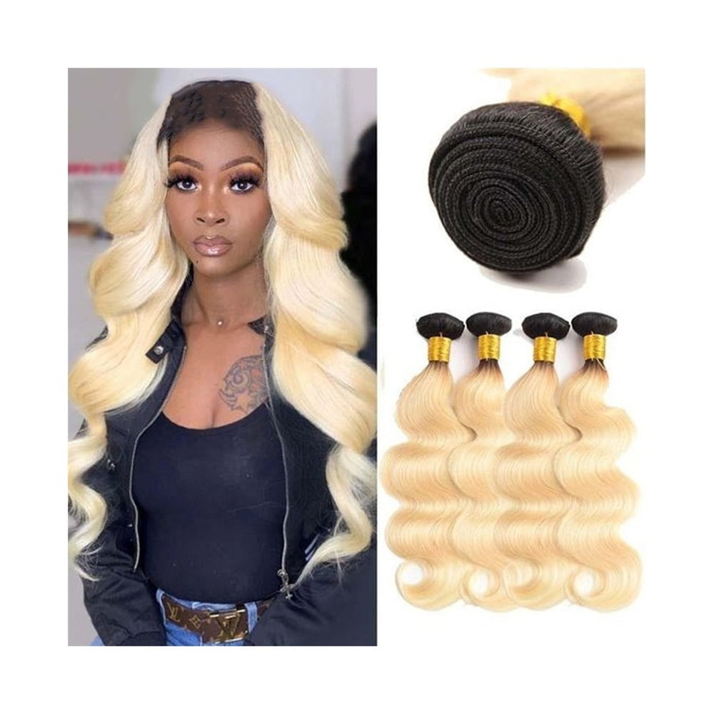 Body Wave Bundles #1B/613 Ombre Blonde Human Hair Bundles 10-30 Inch ...