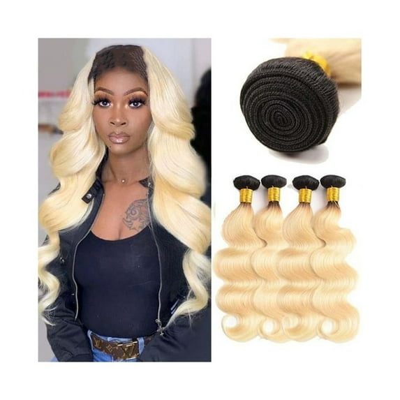 Body Wave Bundles #1B/613 Ombre Blonde Human Hair Bundles 10-30 Inch ...