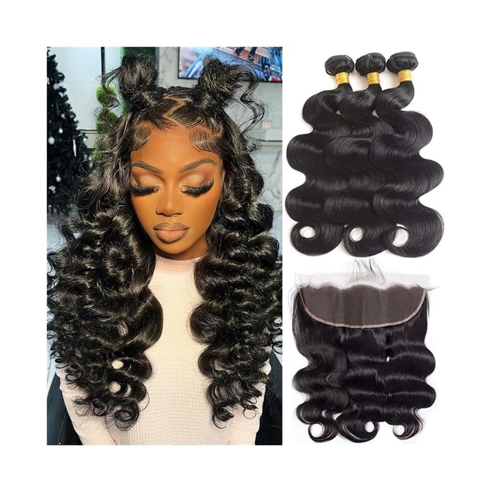 Body Wave Bundles with 13x4 Frontal Real Human Hair Extensions ...
