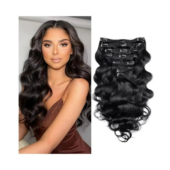 Body Wave Clip In 100% Natural Human Hair Extensions for Women 8pcs ...