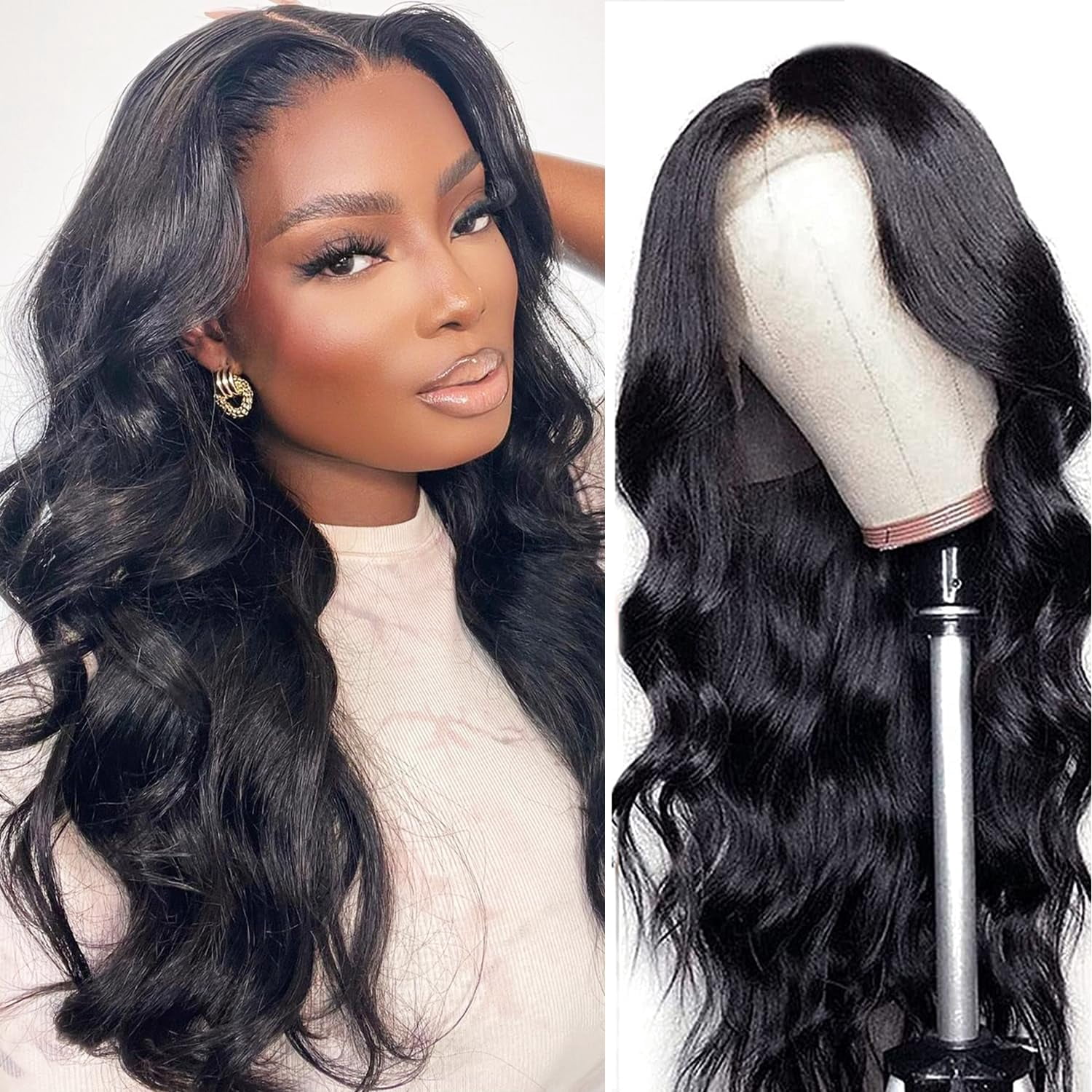 Body Wave HD Transparent Lace Front Wigs Human Hair for Black Women 180 ...