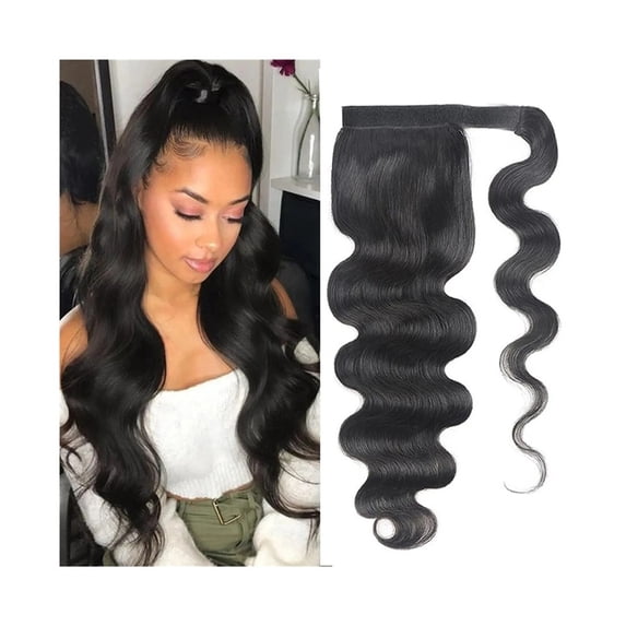 Body Wave Human Hair Ponytail Extension Brazilian Remy Hair Wrap Around ...