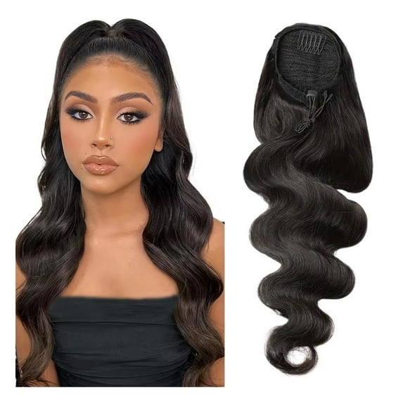 Body Wave Ponytail Drawstring Clip Ins Hair Extensions Brazilian Human ...