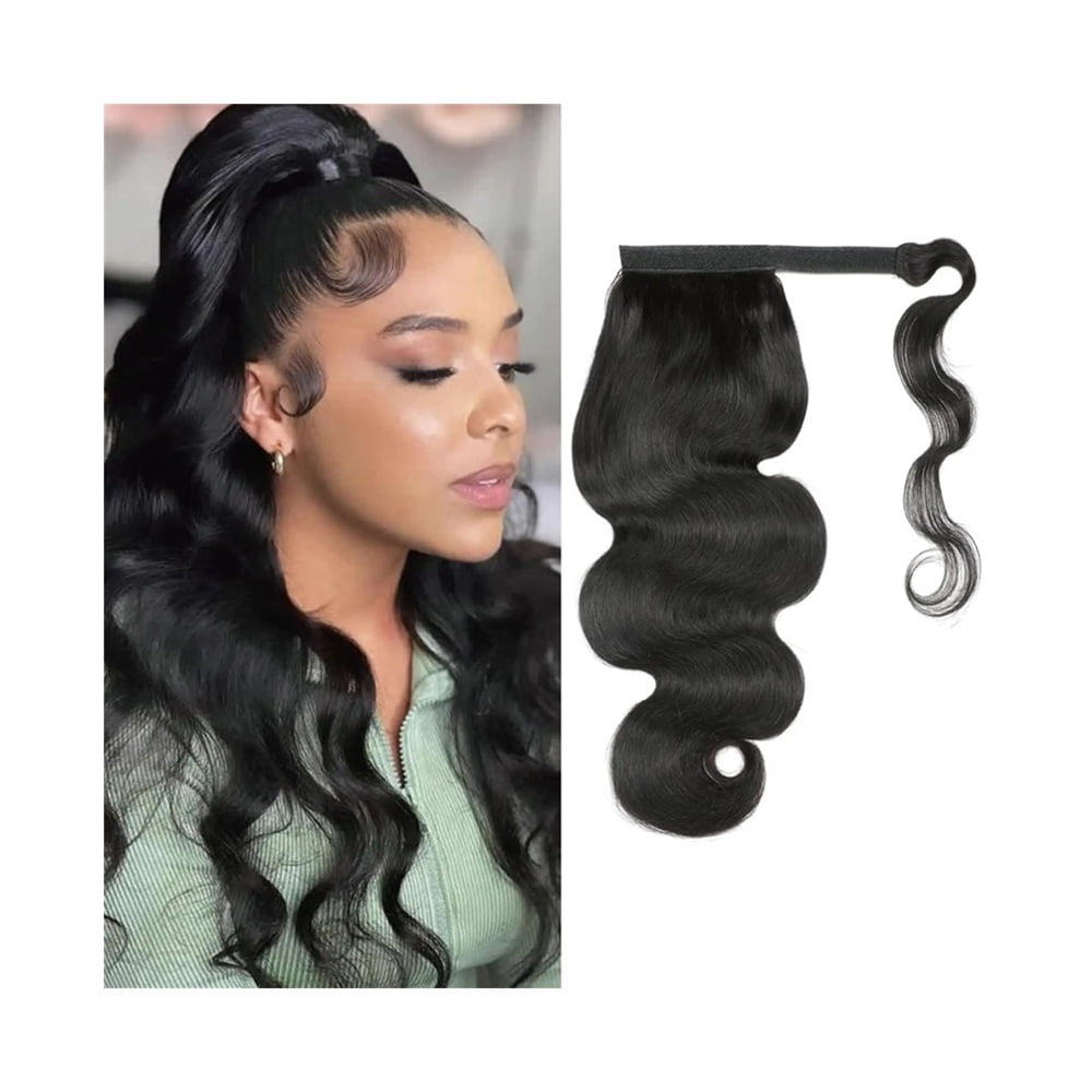 Body Wave Ponytail Extension Clip in, 8-32 Inch Long Wavy Curly Wrap ...