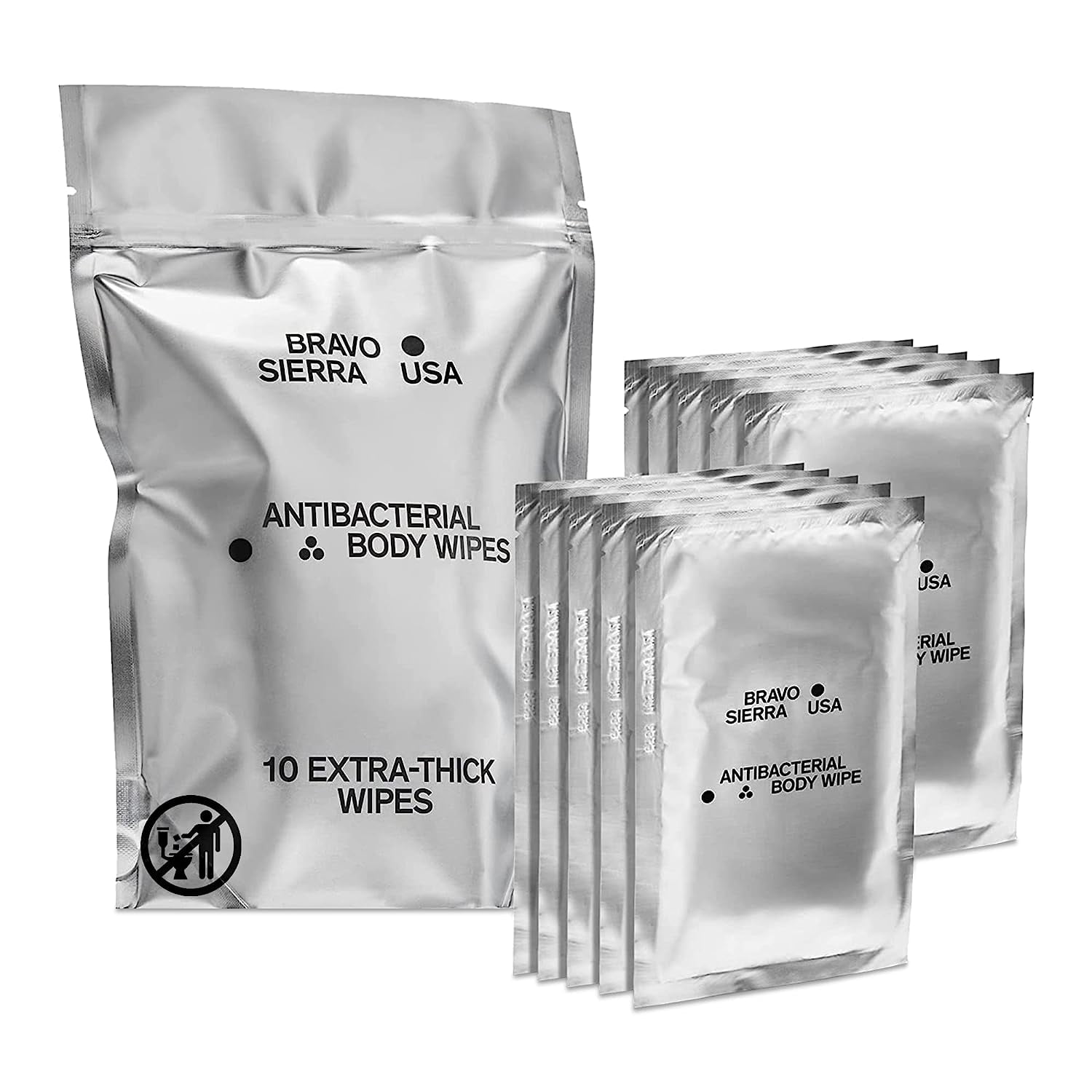 Body Wipes - 10 Individually Wrapped Extra Thick Biodegradable Shower ...