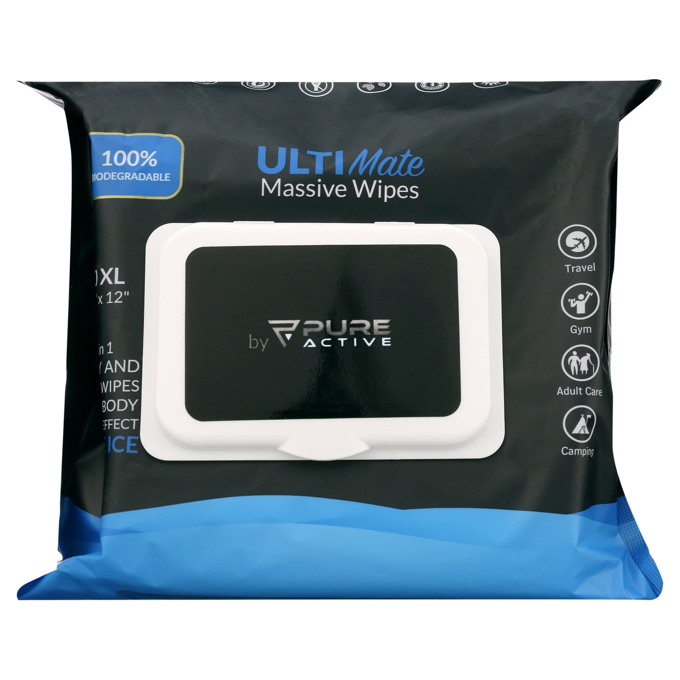 Men's Body Wipes - 30 XL 12"x12" Wipes for Workout, Camping, Travel ...