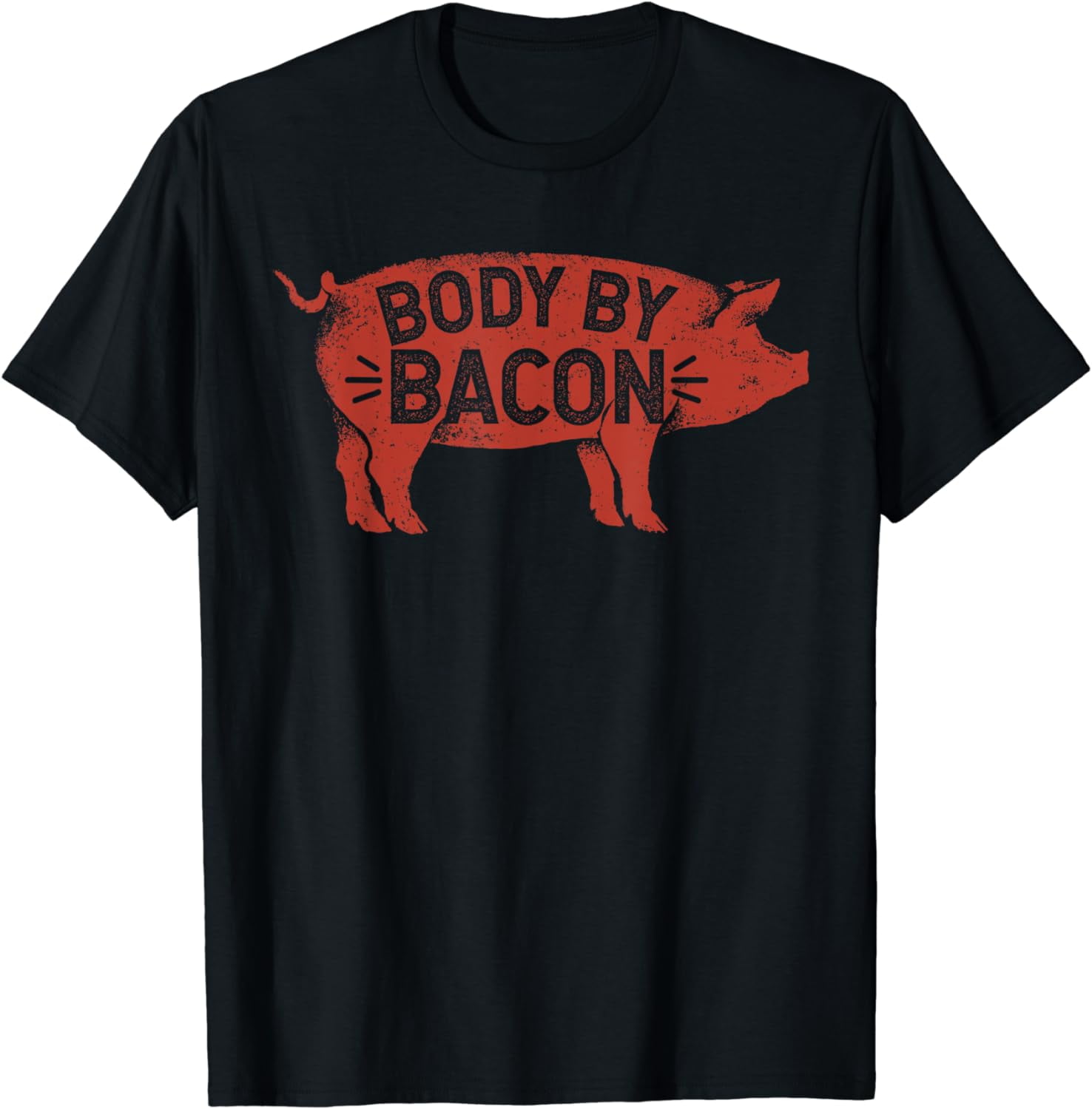 Body by Bacon for Low Carb High Fat Ketogenic Diet T-Shirt-Black Graphic & Letter Print T-Shirt ...