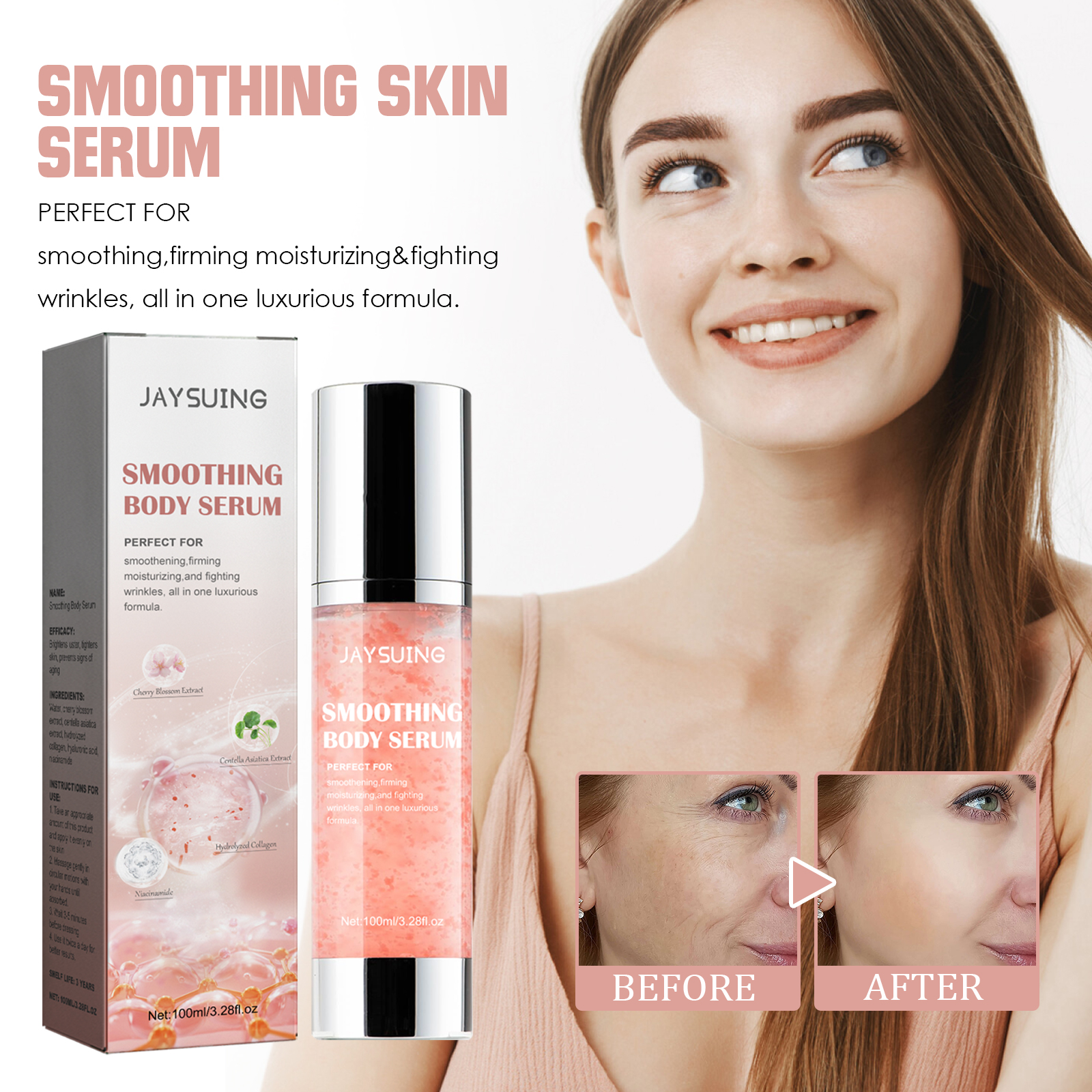 Body smoothing essence to hydrate and repair, reduce fine lines and ...