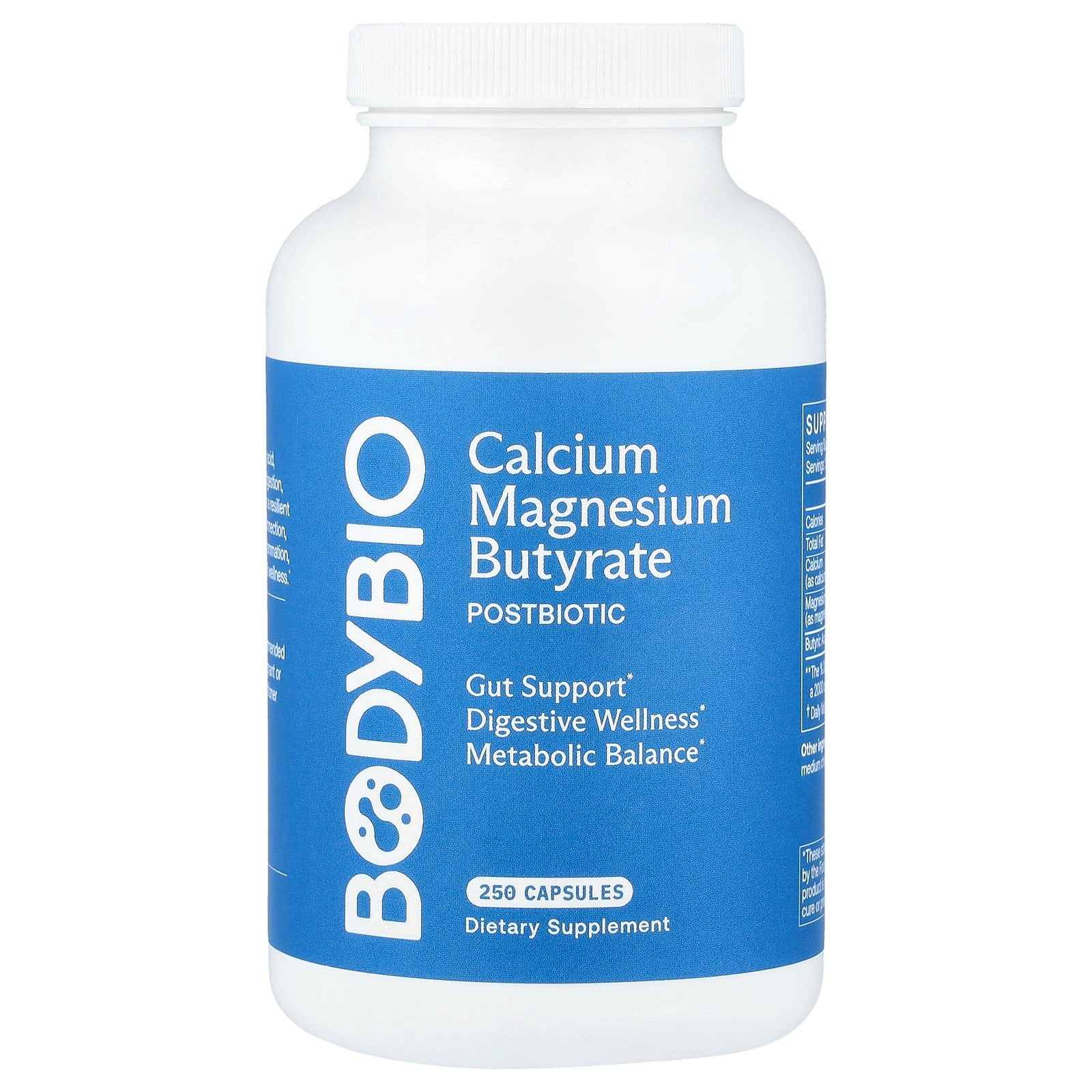 BodyBio High Calcium Pills, Magnesium Butyrate, 250 Non-GMO Capsules ...