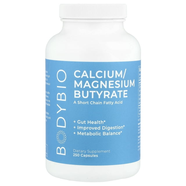 BodyBio High Calcium Pills, Magnesium Butyrate, 250 Non-GMO Capsules ...