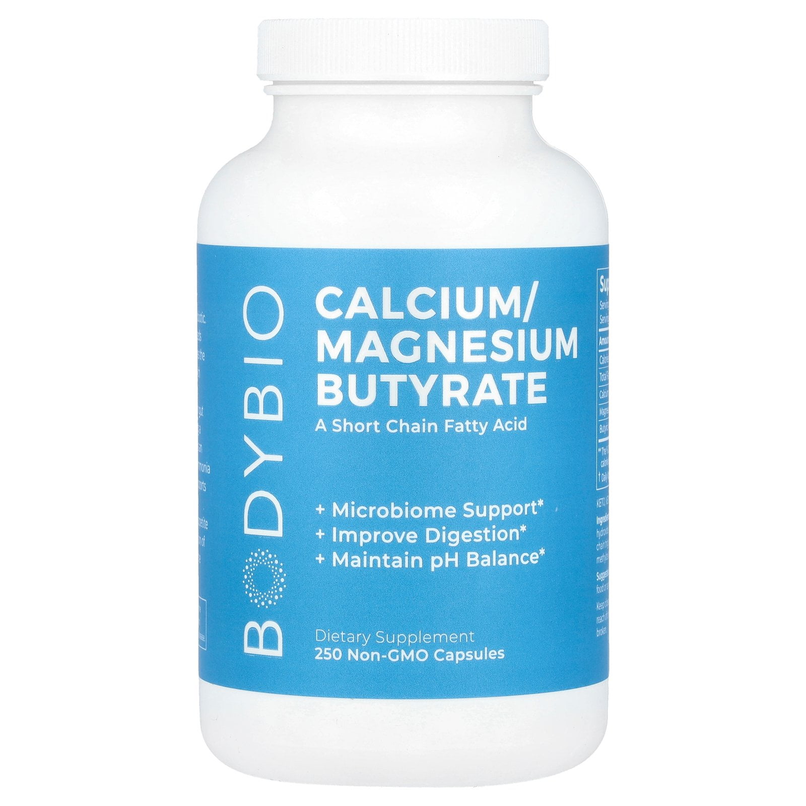 BodyBio High Calcium Pills, Magnesium Butyrate, 250 Non-GMO Capsules ...
