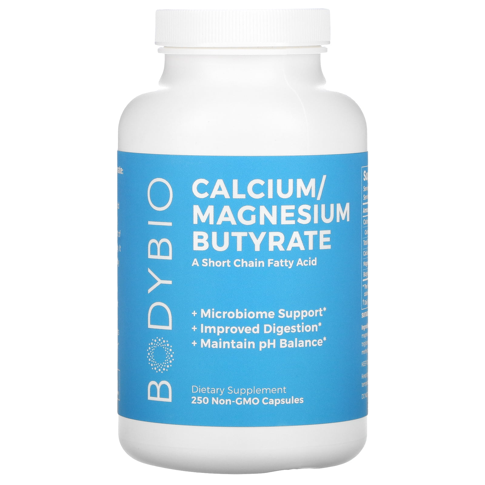 BodyBio Calcium/ Magnesium Butyrate, 250 Non-GMO Capsules - Walmart.com
