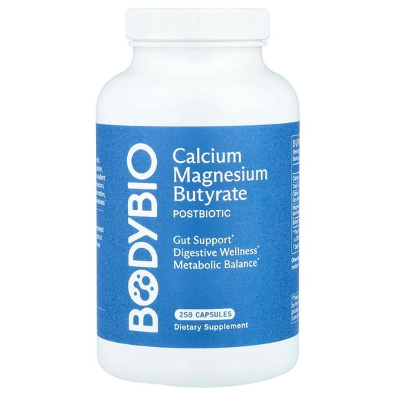 BodyBio High Calcium Pills, Magnesium Butyrate, 250 Non-GMO Capsules ...