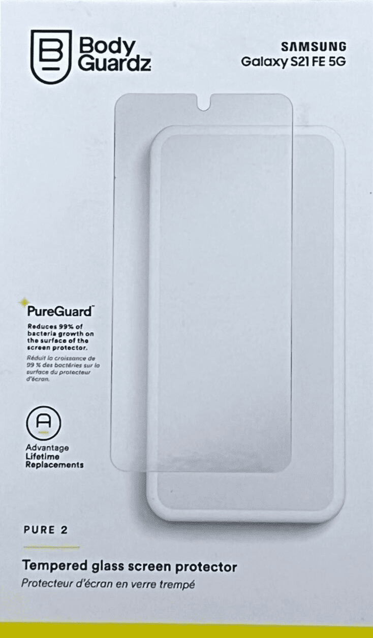 BodyGuardz Pure 2 Antimicrobial Tempered Glass Screen Protector ...
