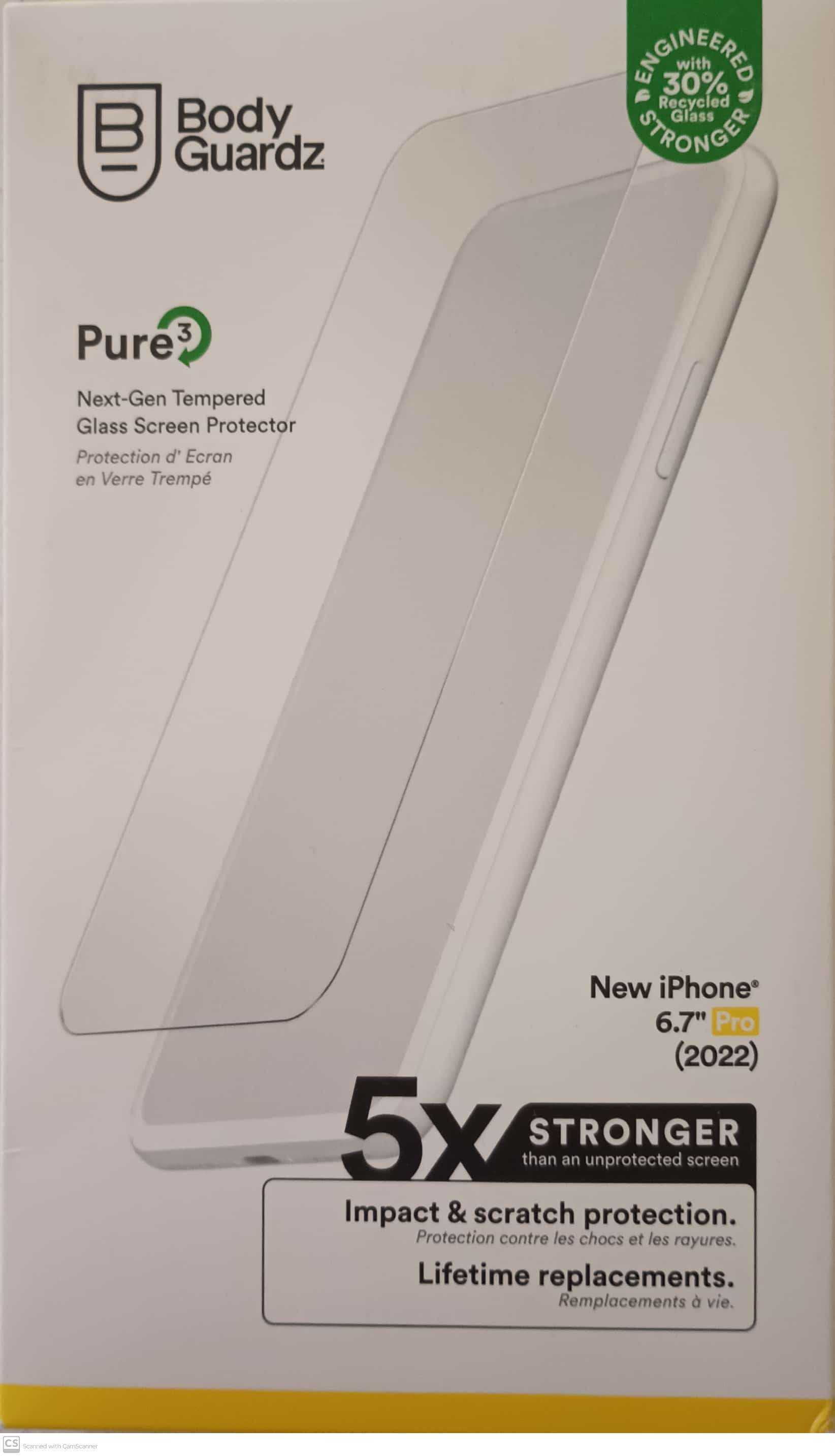 BodyGuardz Pure 3 Antimicrobial Tempered Glass Screen Protector ...