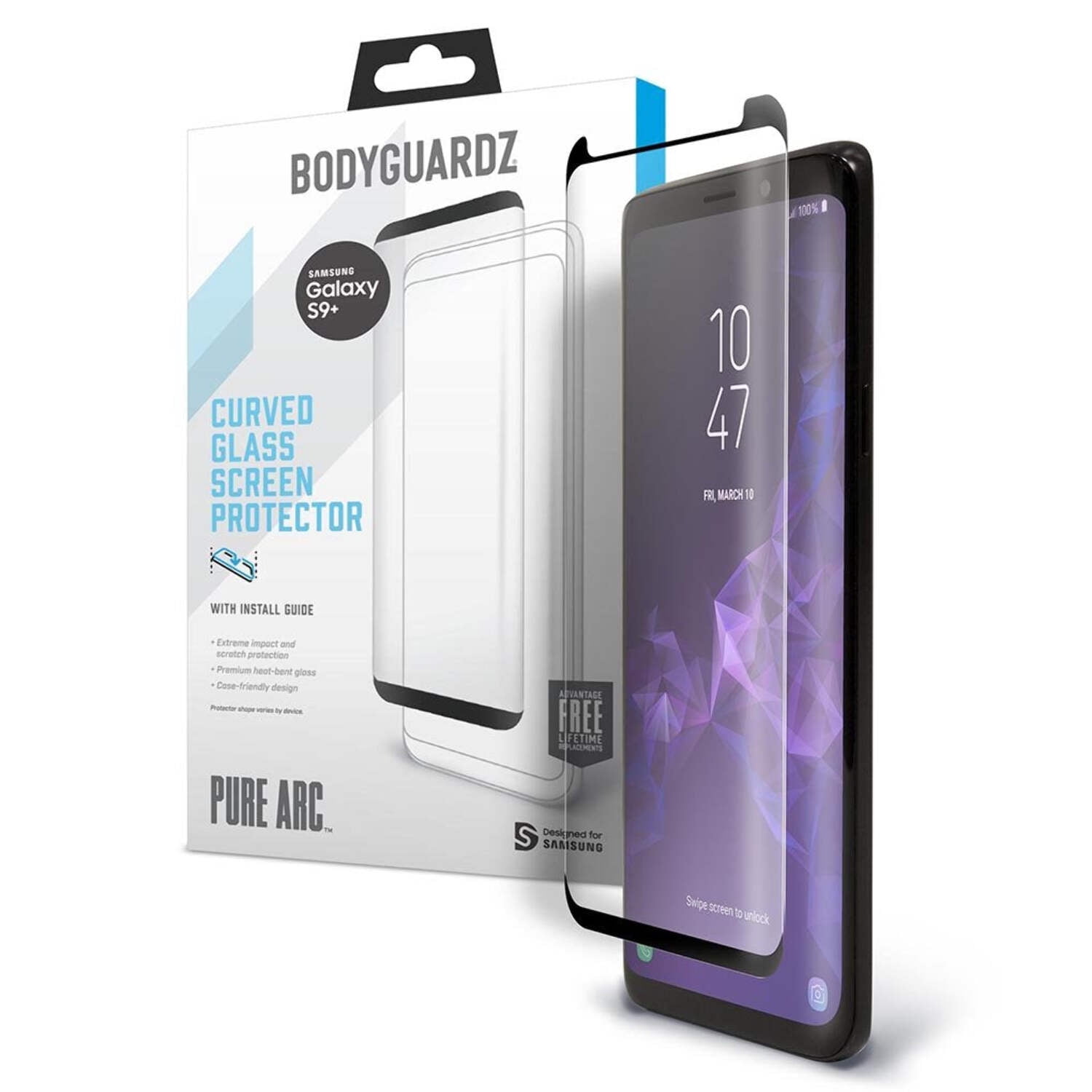 BodyGuardz Pure Arc Curved Screen Protector for Samsung Galaxy (S9 ...