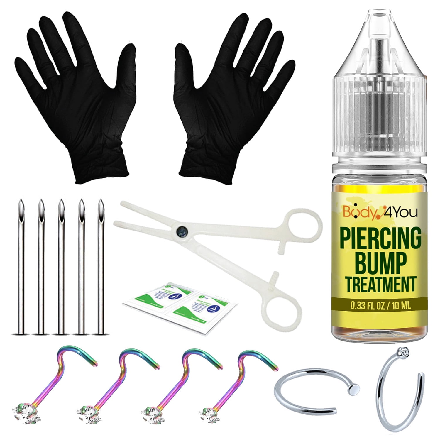 BodyJ4You 15PC Nose Piercing Kit 20G Aftercare Piercing Bump Treatment ...