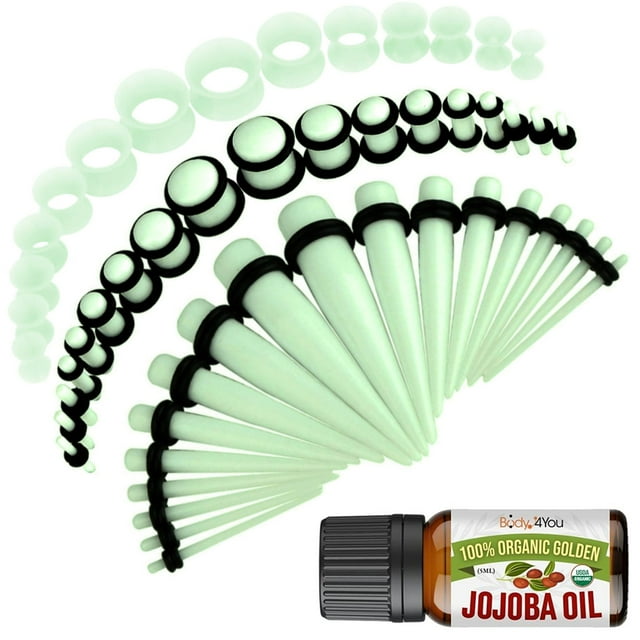 BodyJ4You 54PC Ear Stretching Kit 14G-12mm - Aftercare Jojoba Oil ...