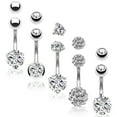BodyJ4You 5PC Double Belly Button Rings 14G Stainless Steel CZ Women ...