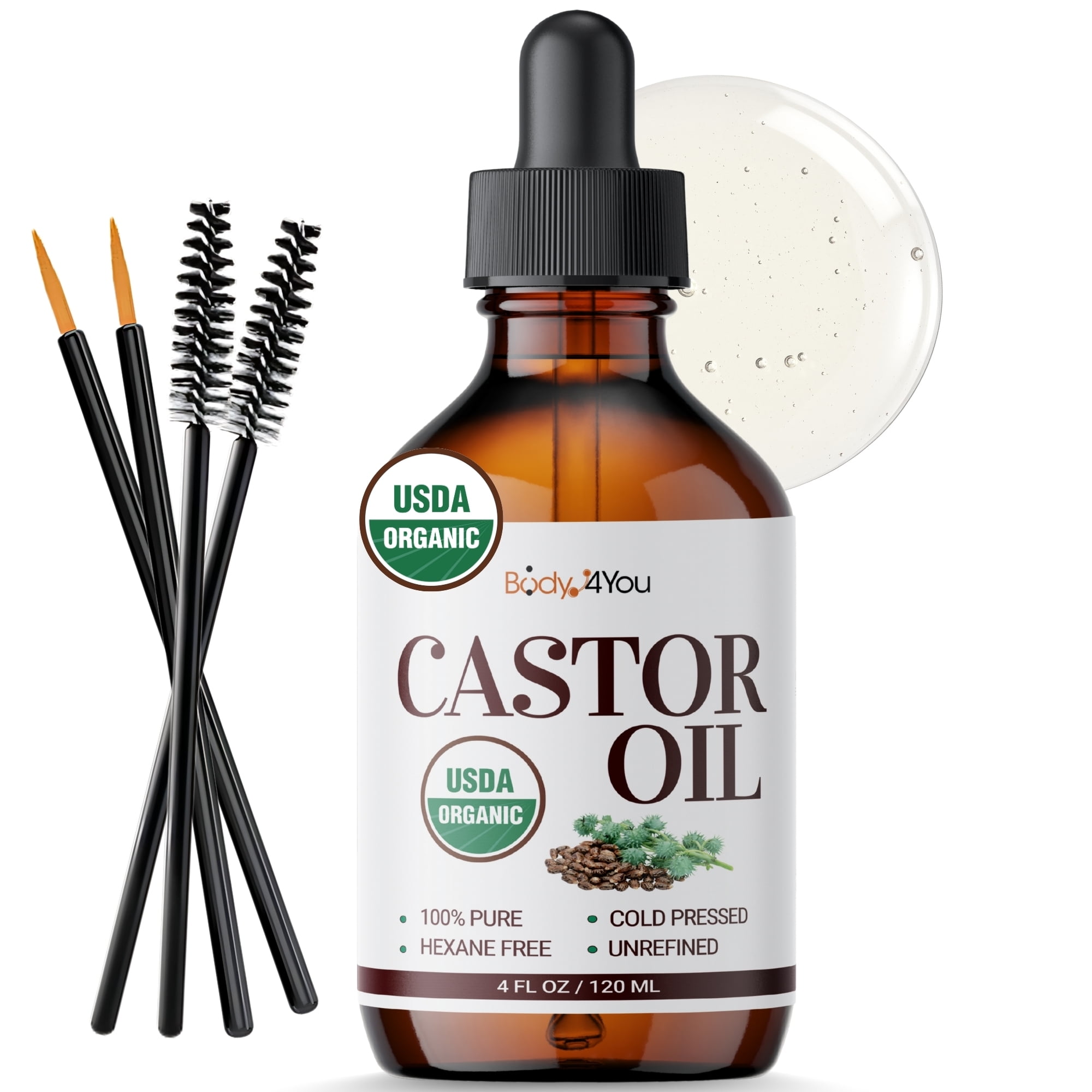 BodyJ4You, Castor Hair Oil, 4 Fl Oz, Organic Pure Hexane-Free - Walmart.com