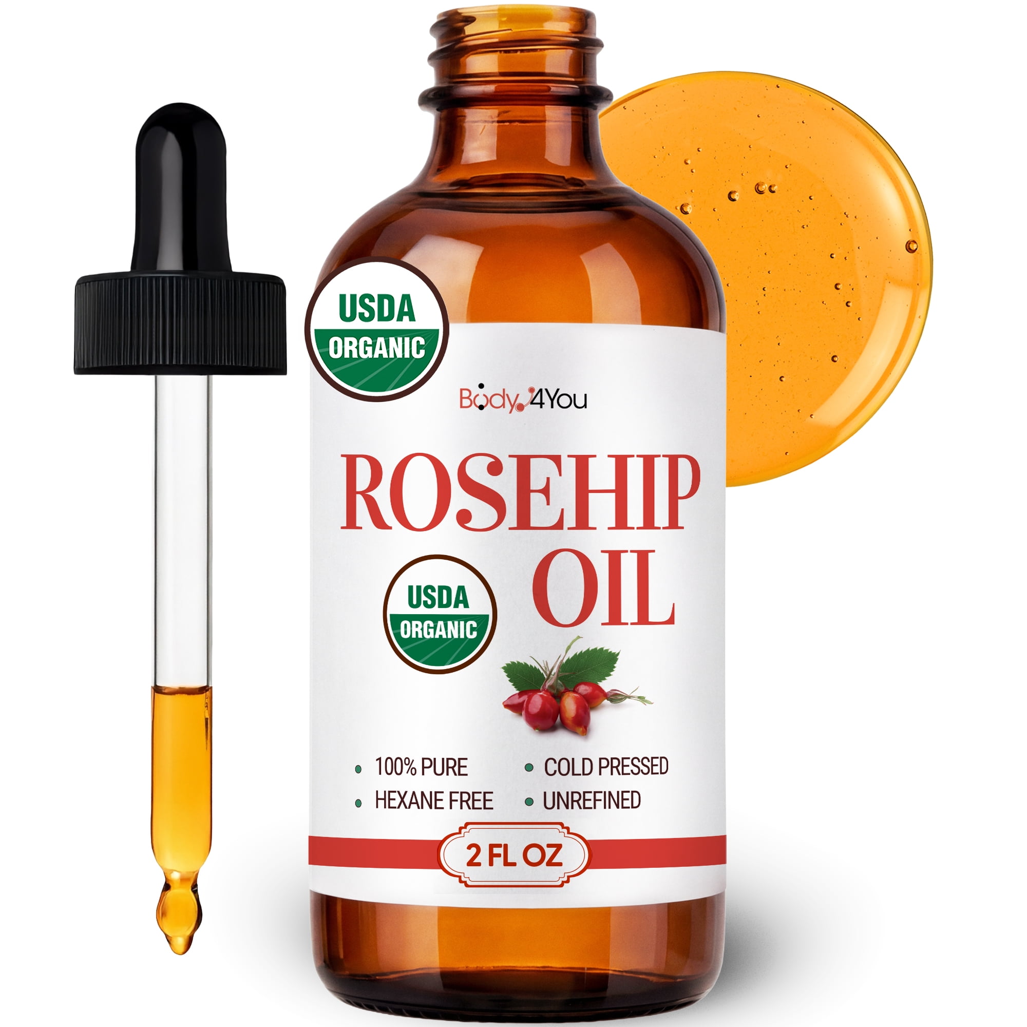 BodyJ4You Rosehip Oil for Face - 100% Pure Natural USDA Organic Cold ...