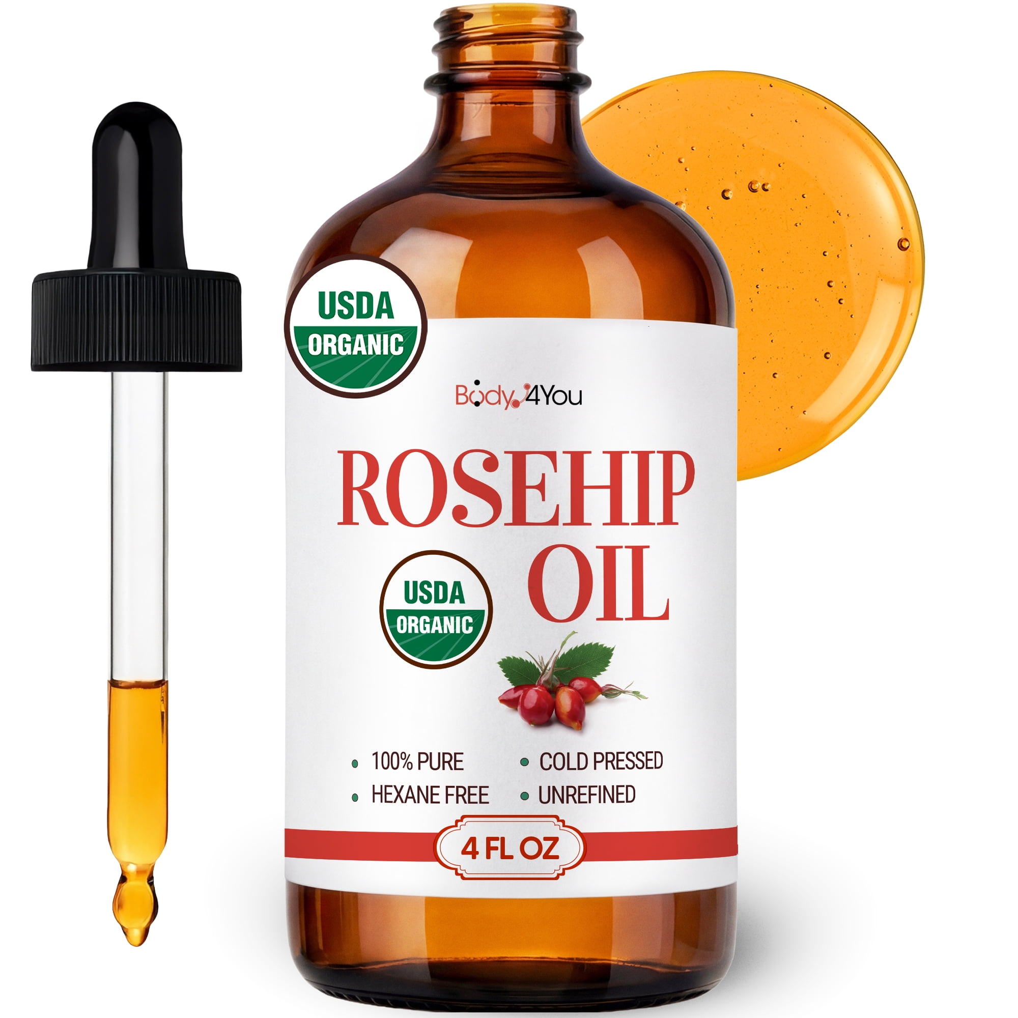 BodyJ4You Rosehip Oil for Face - 100% Pure Natural USDA Organic Cold ...