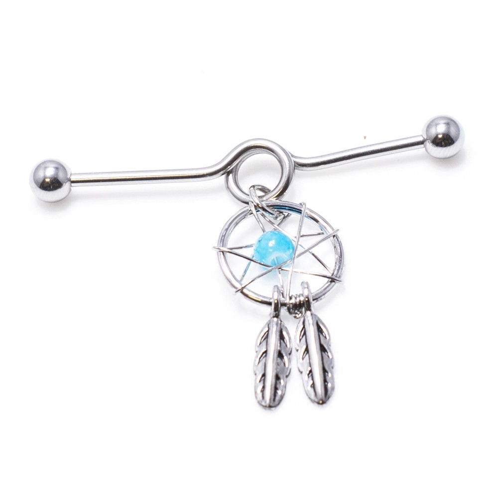 BodyJewelryOnline 14g Industrial Barbell Ear Piercing Dream Catcher ...
