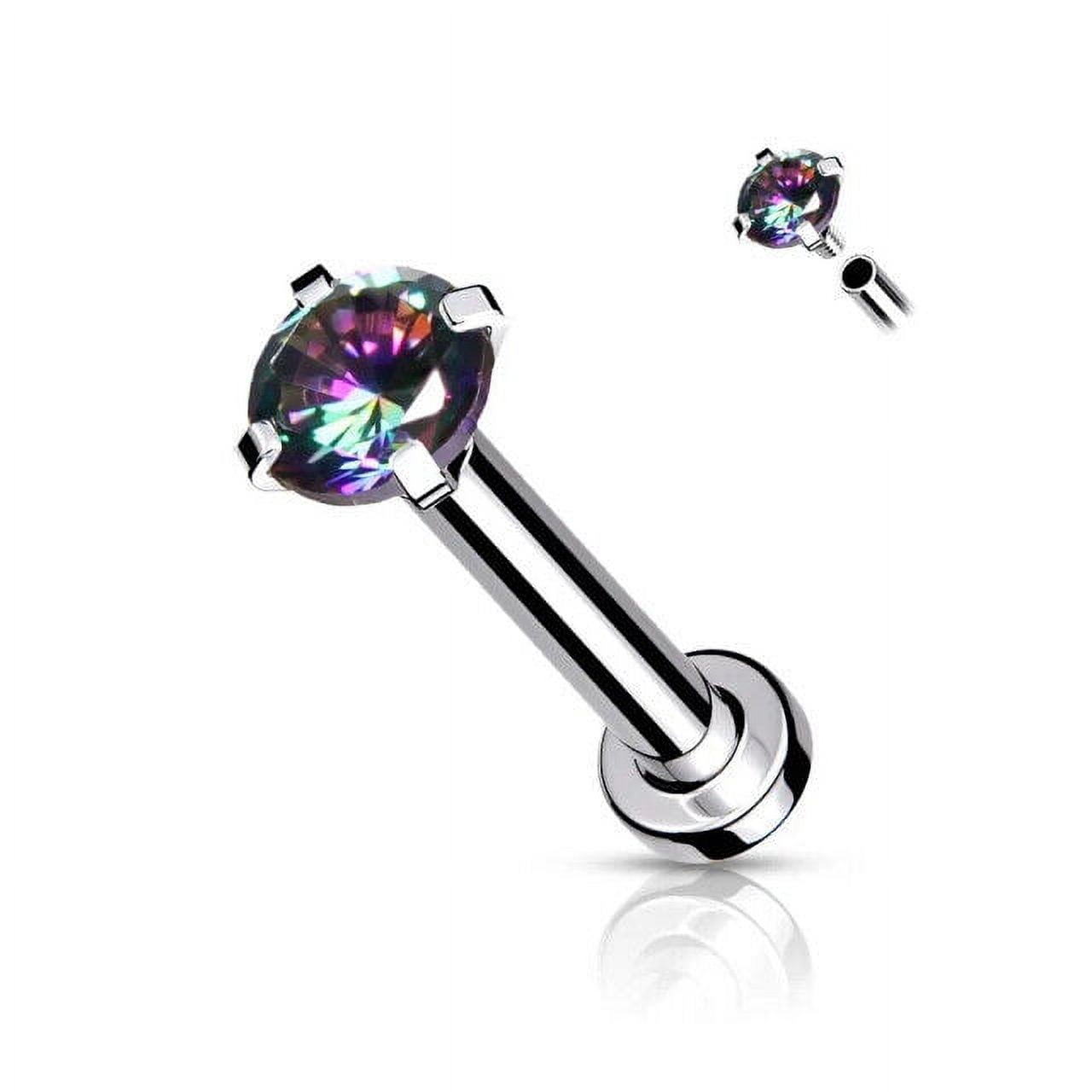 BodyJewelryOnline 18G Flat Back Labret Nose Stud Ring Surgical Steel ...