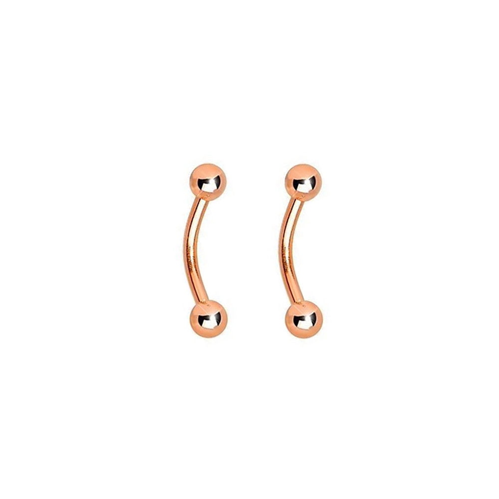 BodyJewelryOnline Pair of Curved Barbell Eyebrow Piercing IP Rose Gold ...