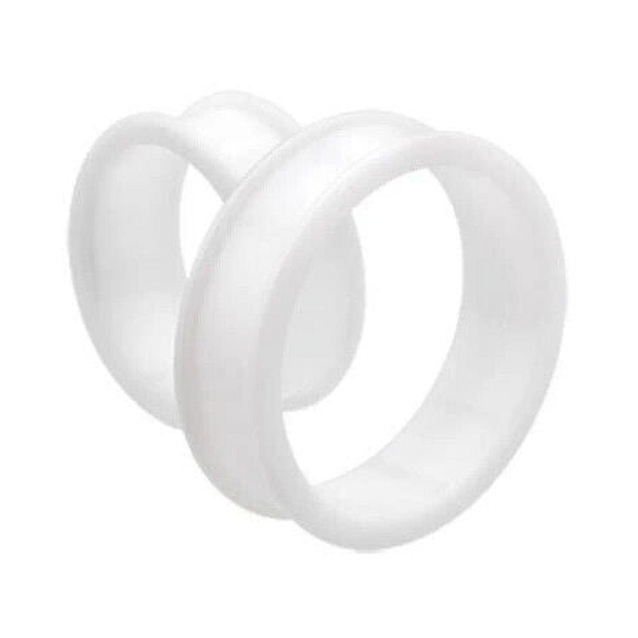 BodyJewelryOnline Pair of White Silicone Tunnels Plug Ear Gauges Double ...