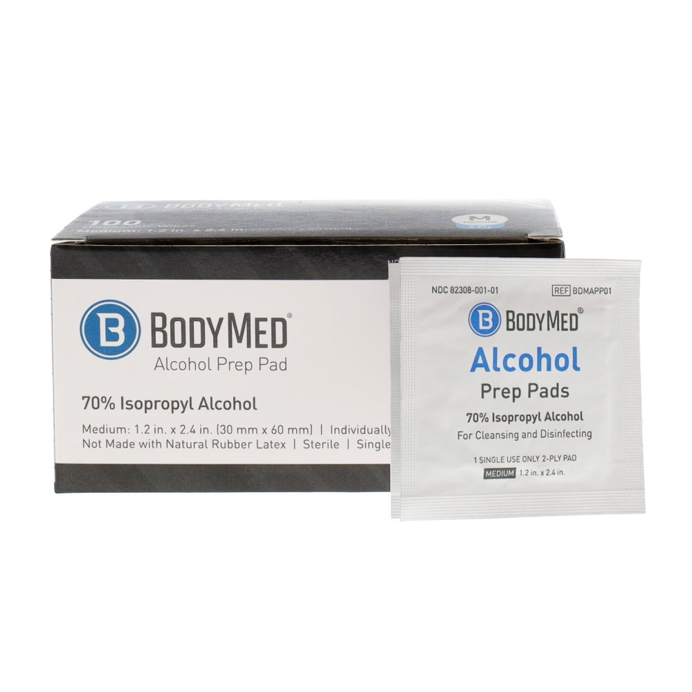 BodyMed 100ct Sterile Alcohol Prep Pads - 70% Isopropyl, 1.2x2.4in, For ...