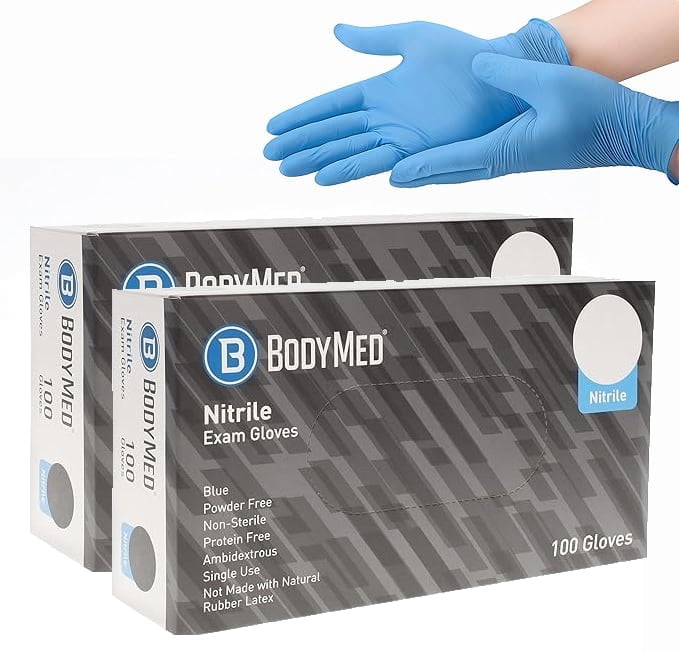 BodyMed Nitrile Gloves for Exam and Home Use, Large, 200 Count - Latex ...