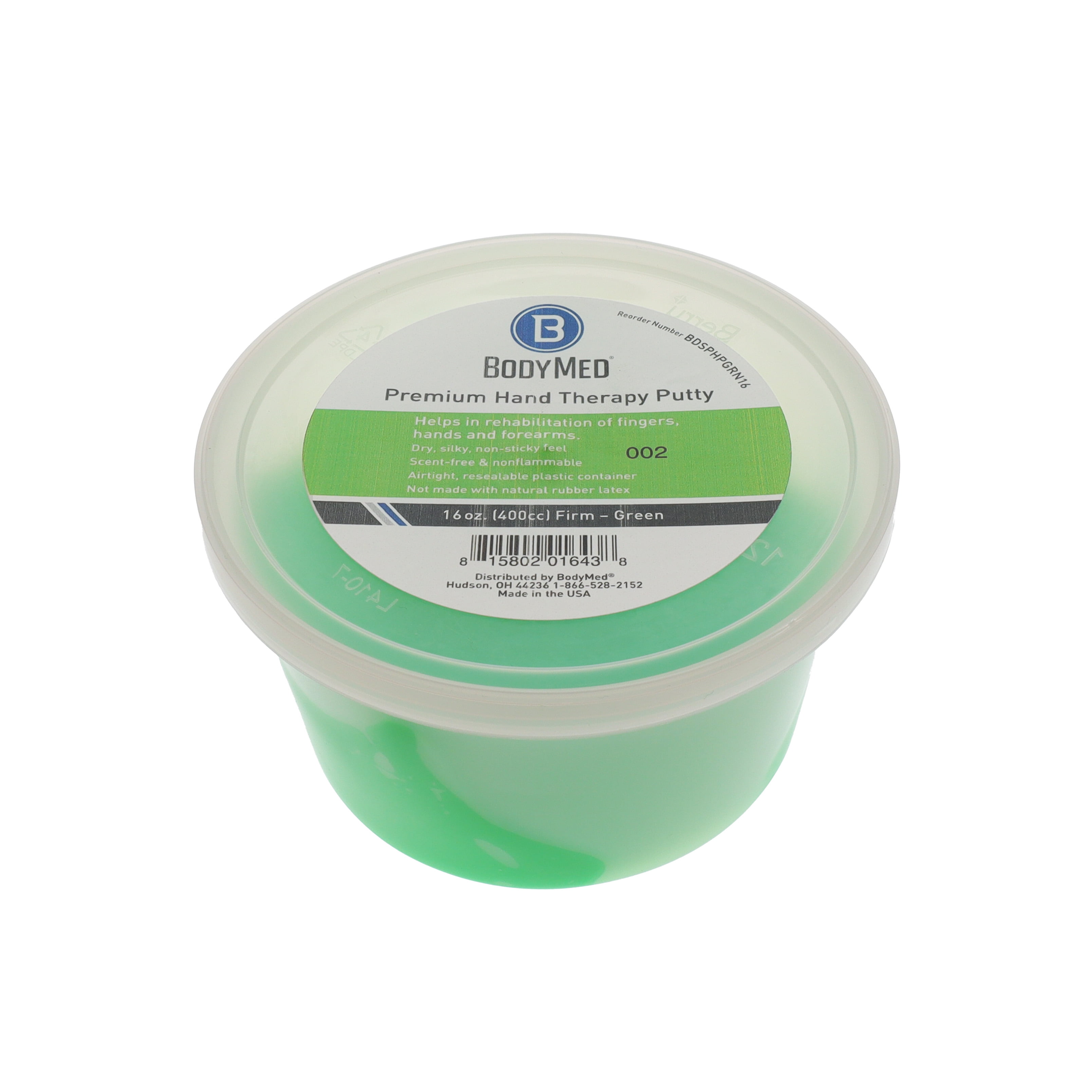 BodyMed Premium Hand Therapy Putty, Green, 16 Oz., Firm, Strengthening ...
