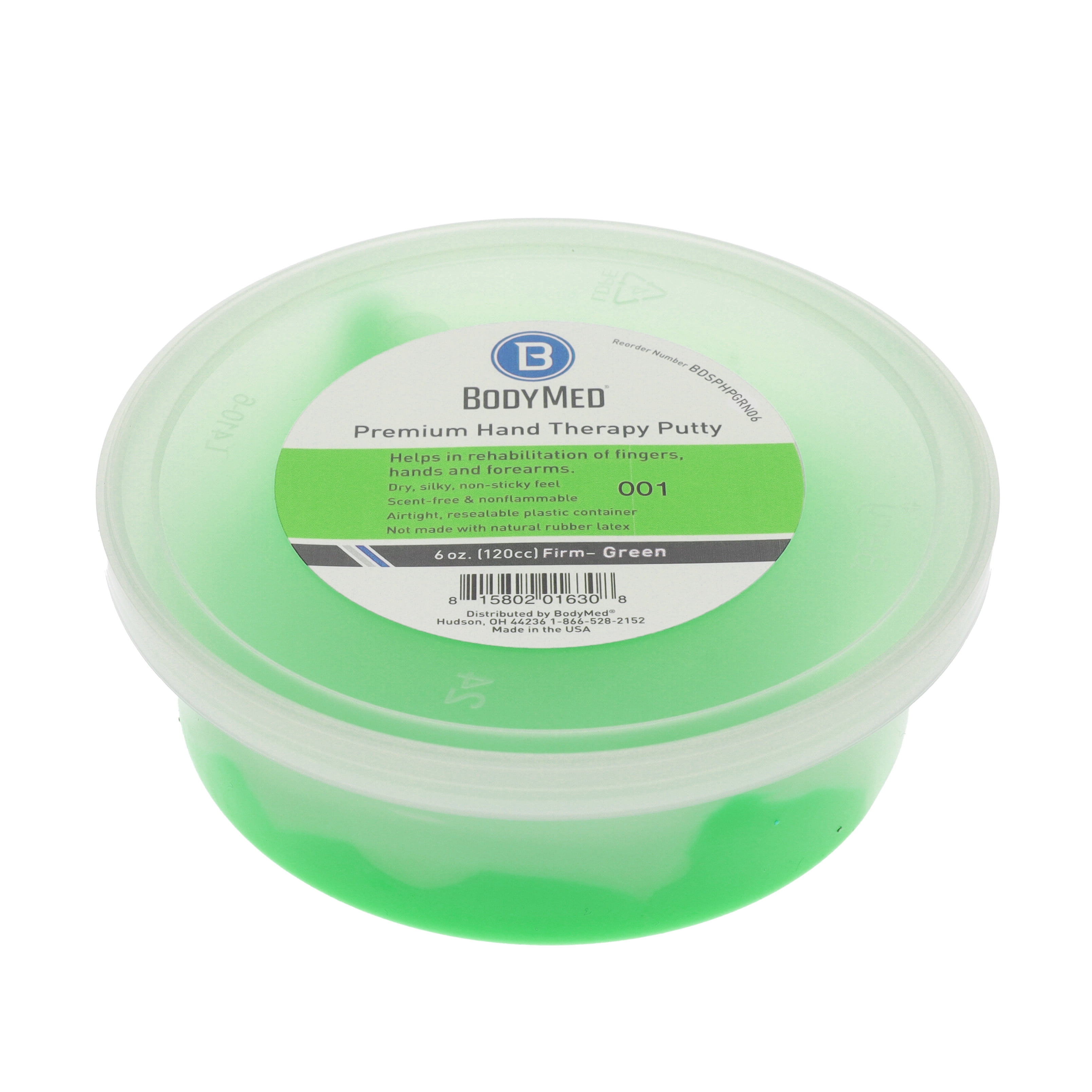 BodyMed Premium Hand Therapy Putty, Green, 6 Oz., Firm, Strengthening ...