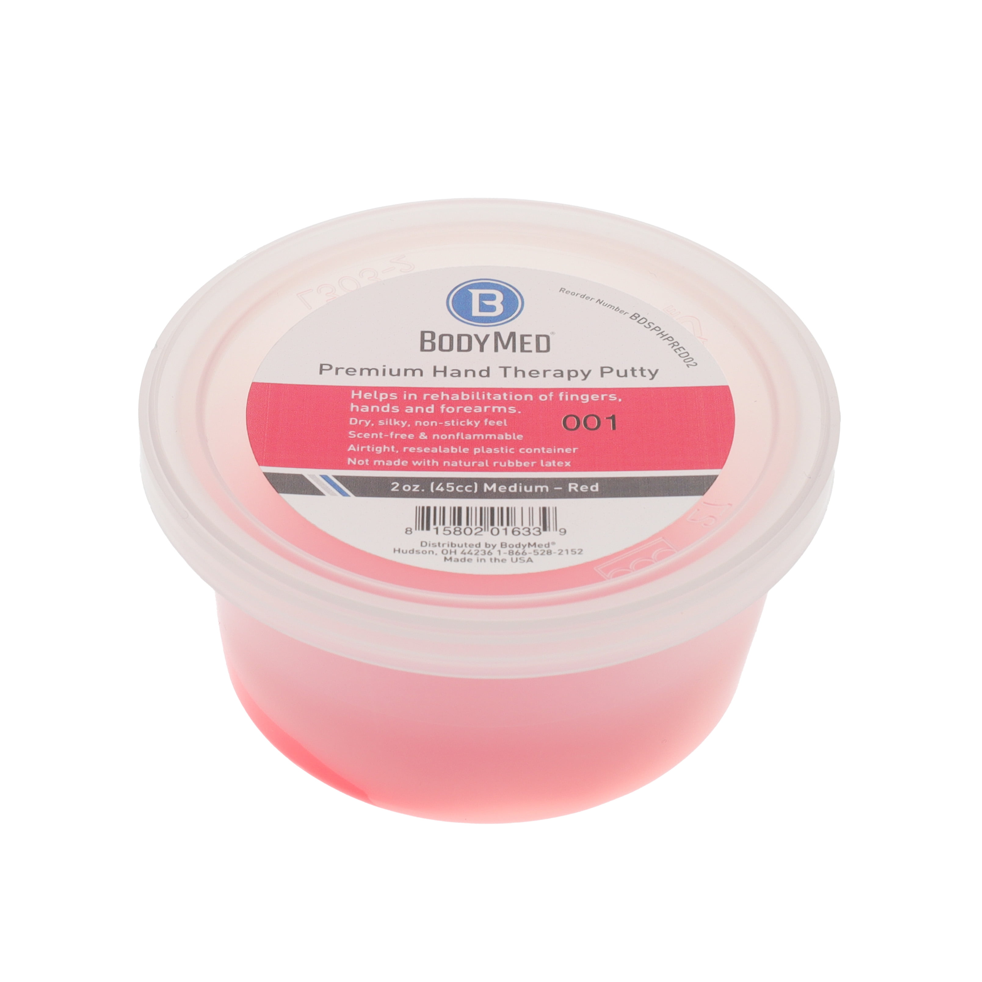 BodyMed Premium Hand Therapy Putty, Red, 2 Oz., Medium, Strengthening ...