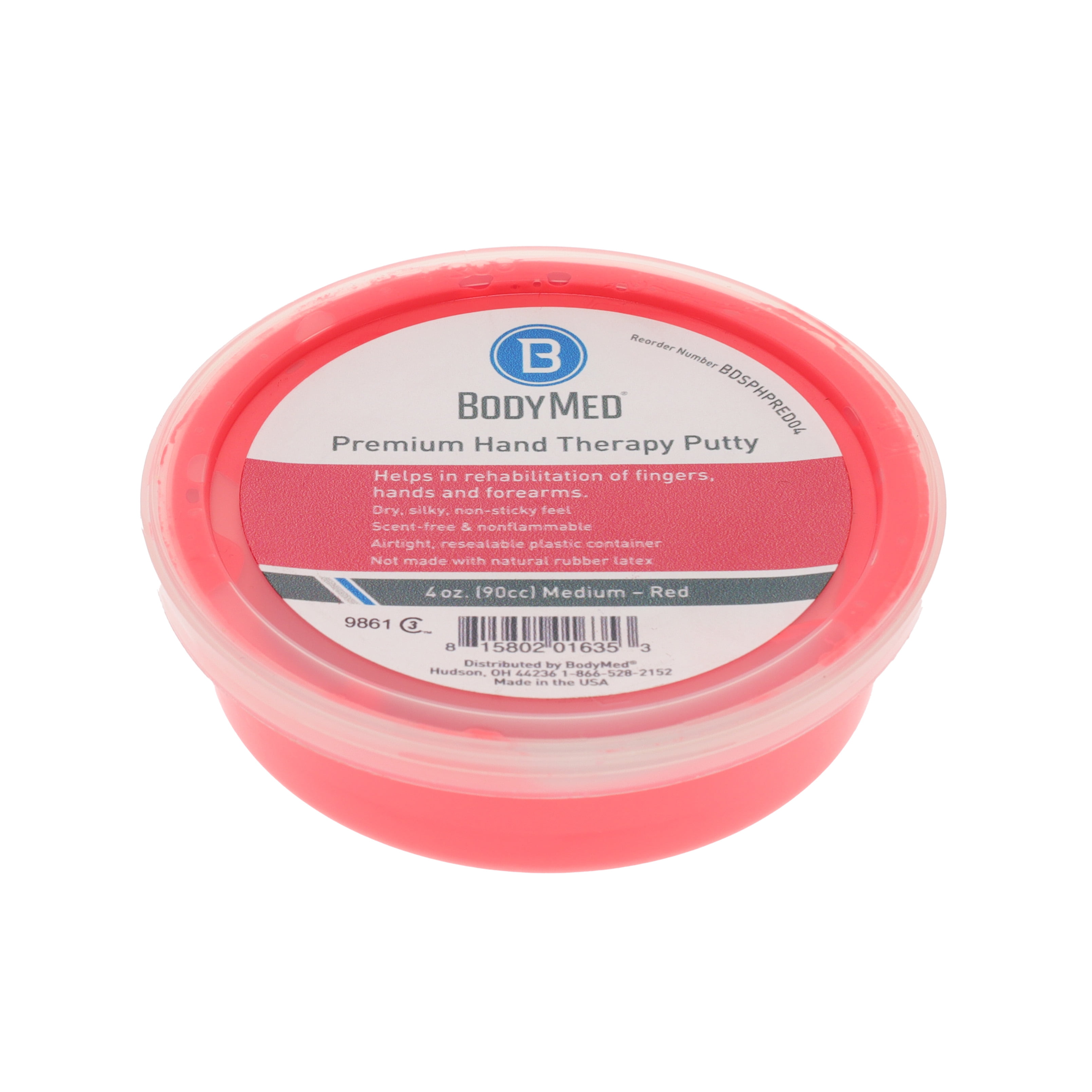 BodyMed Premium Hand Therapy Putty, Red, 4 Oz., Medium, Strengthening ...