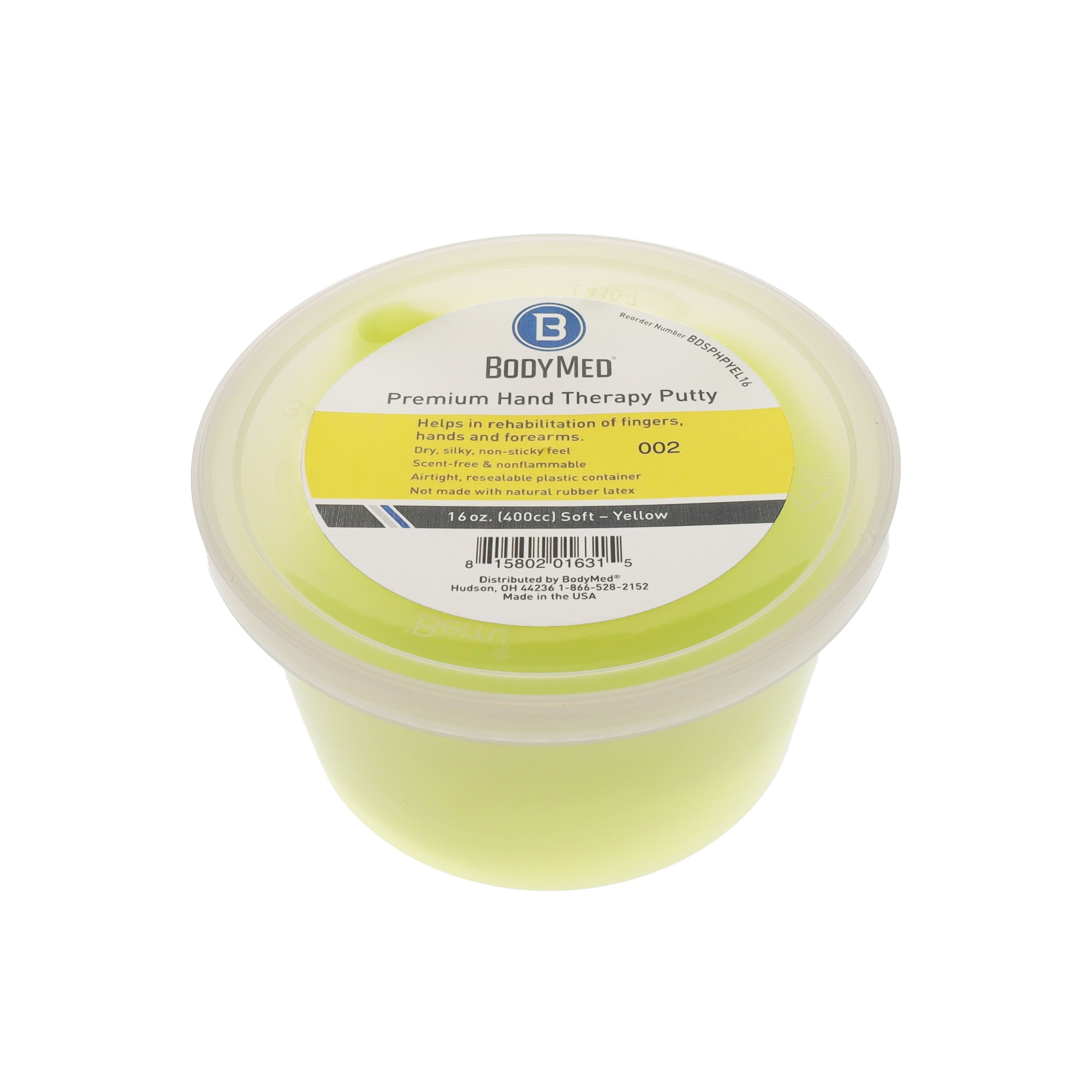 BodyMed Premium Hand Therapy Putty, Yellow, 16 Oz., Soft, Strengthening ...