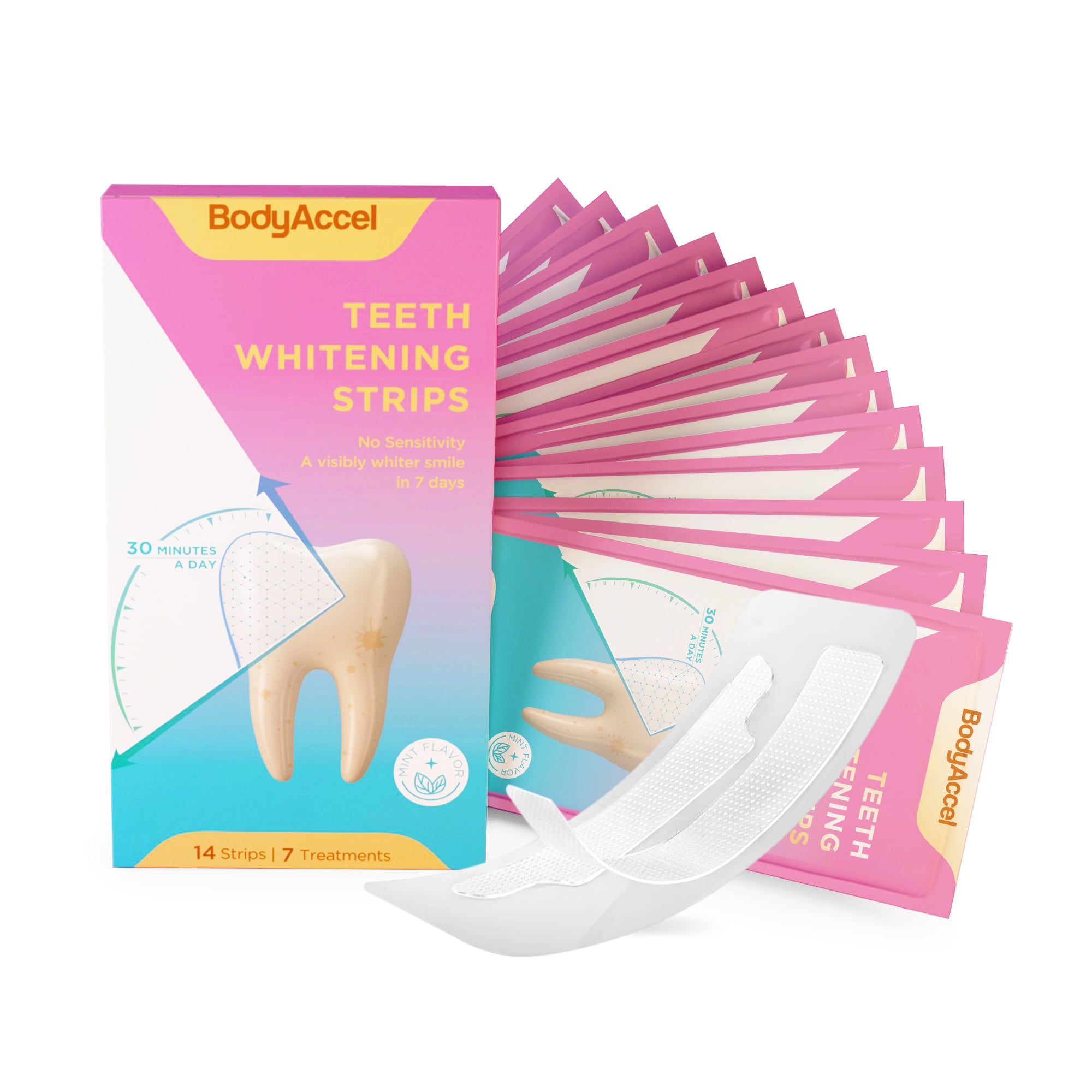 Bodyaccel Non Peroxide Teeth Whitening Strips Gentle Yet Powerful For ...
