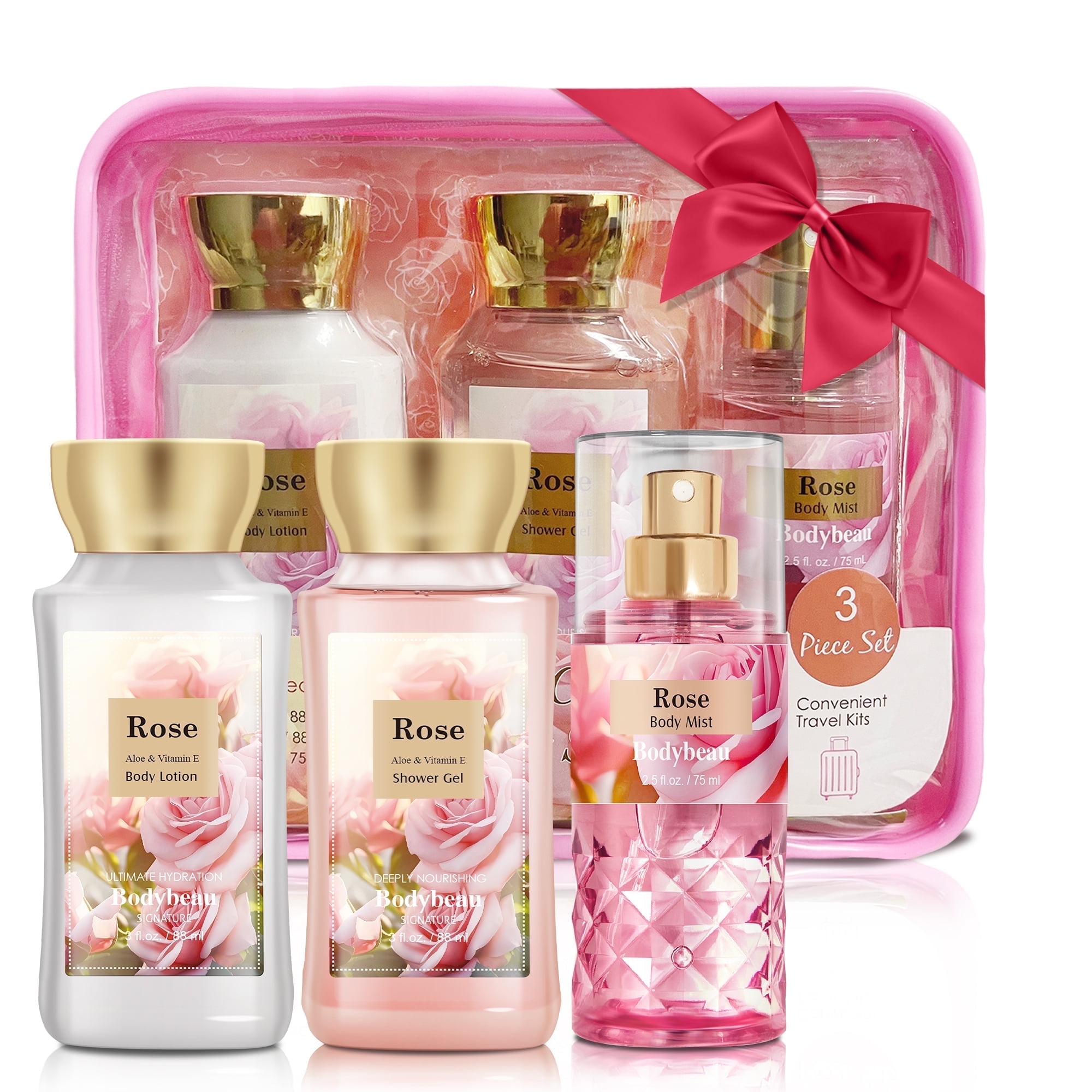 Bodybeau Bath Set 3PCS Rose, Gel, Mist and Lotion - Walmart.com